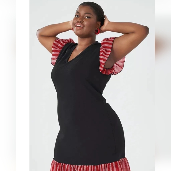 Plushe | Dresses | New Nwot Plus Size Plushe Black Stretch Stripe Tulle ...
